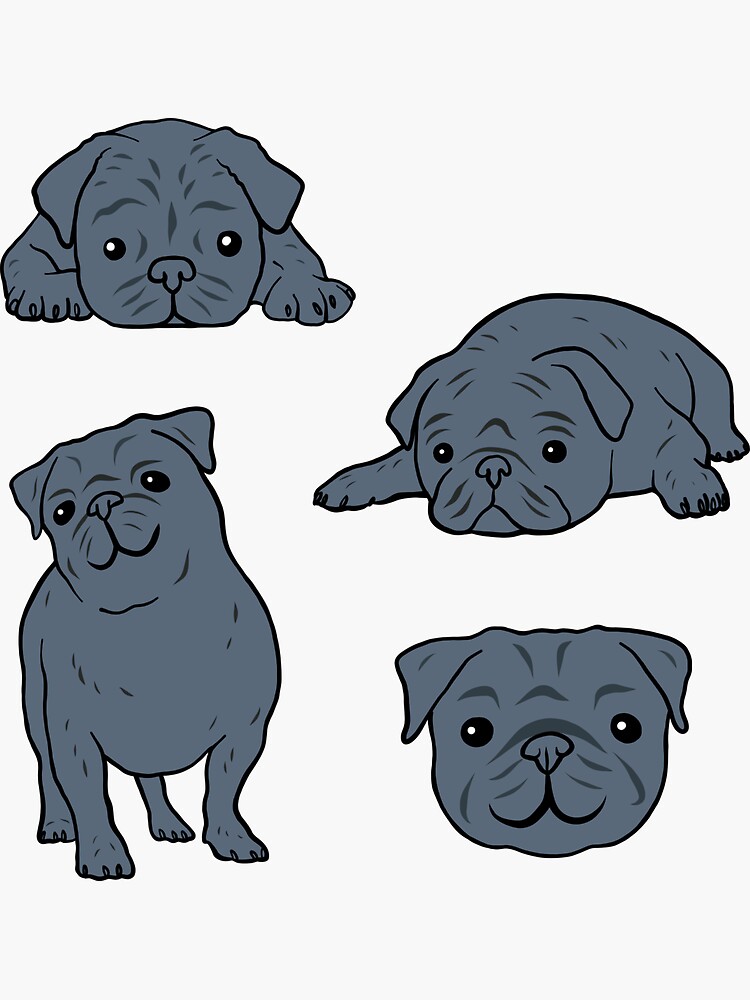 "Black Pug Dogs" Sticker for Sale by RainbirdGifts | Redbubble