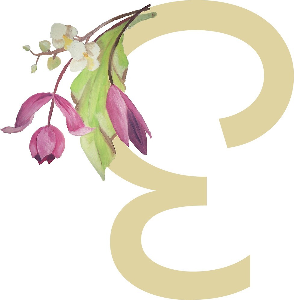 "E Floral Drop Cap Initial" by emilygommel | Redbubble