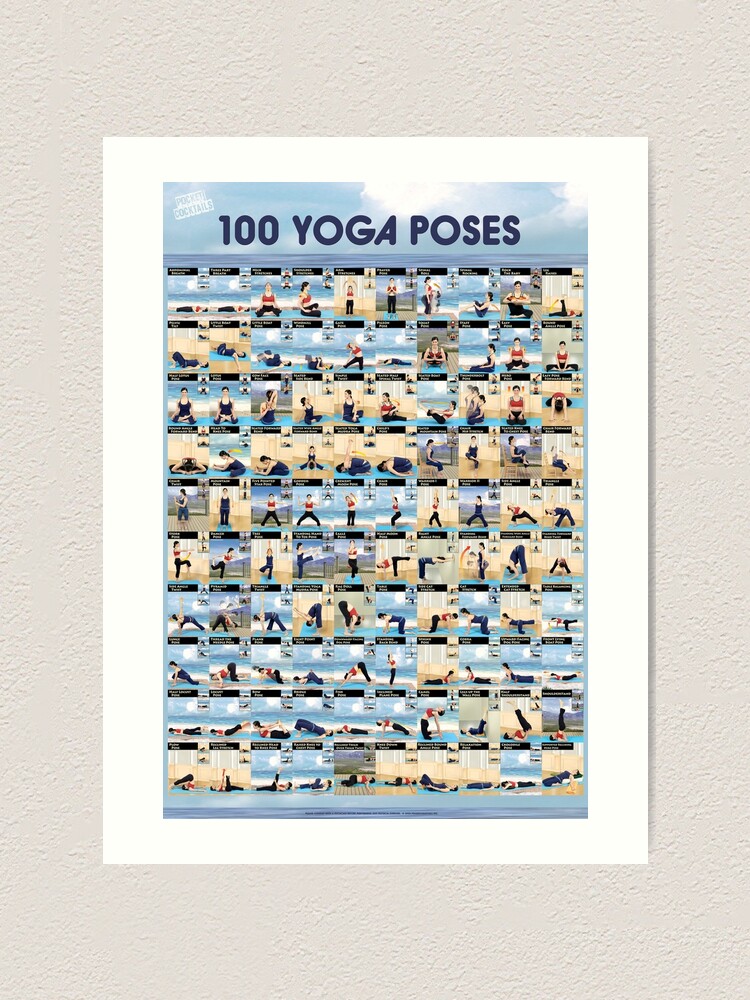 "Yoga Poster - 100 Ashtanga / Hatha Yoga Poses" Art Print by ...