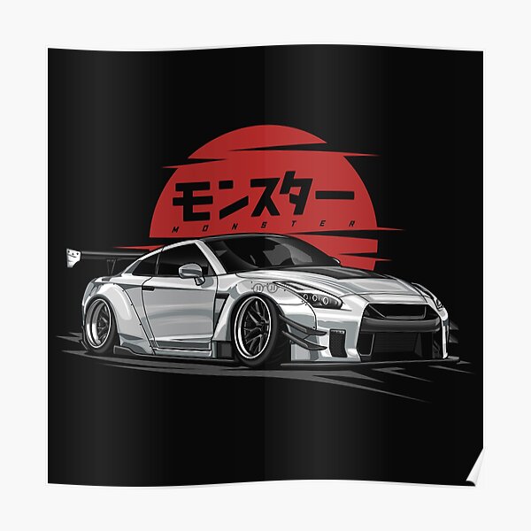 "Japanese Monster GTR R35 (White)" Poster for Sale by JioojiProject ...