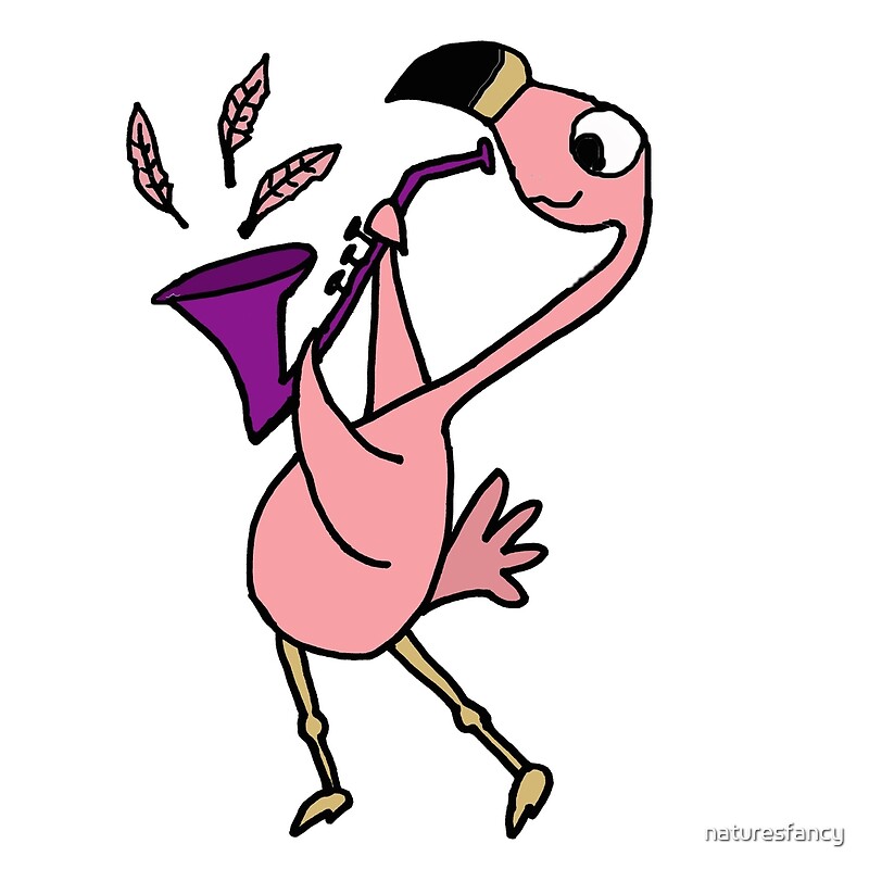 "Cool Pink Flamingo Playing the Saxophone Art" by naturesfancy | Redbubble