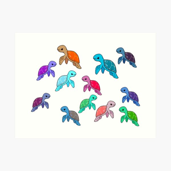 "Rainbow Sea Turtles" Art Print for Sale by allhomo | Redbubble