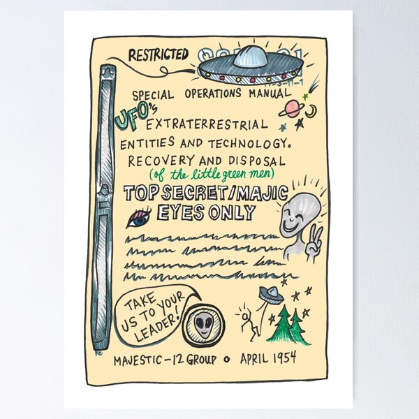 "Top Secret For Majic Eyes Only - Alien Scribblings" Poster for Sale by ...