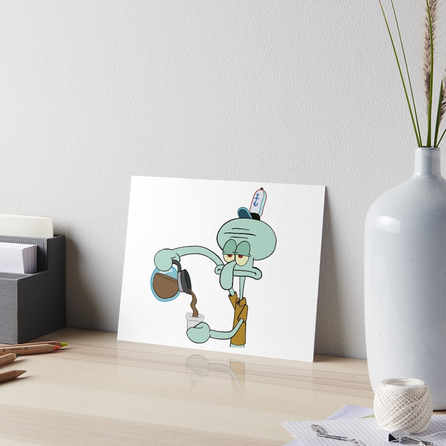 "Squidward Coffee Cartoon" Art Board Print by ethelabel | Redbubble