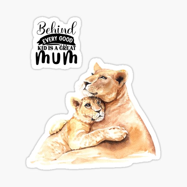 "Lion mother with her kid, lionheart with mum love" Sticker by ...