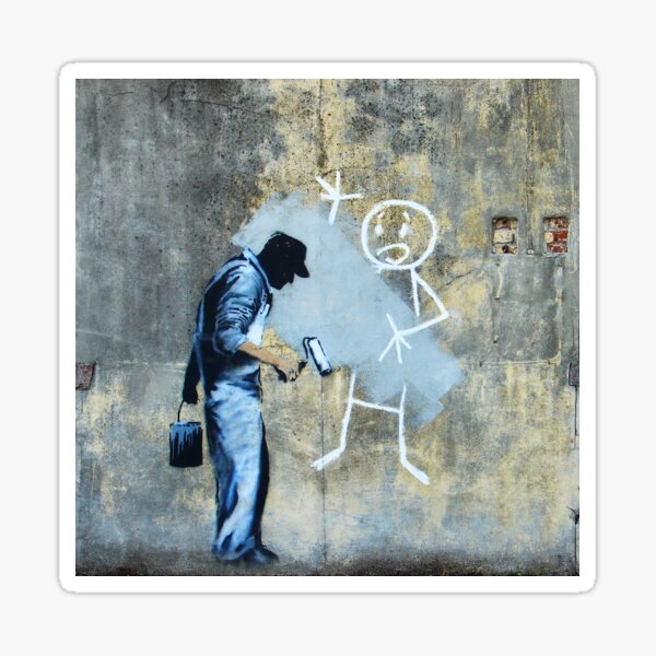 "Banksy Stickman Overpainted" Sticker for Sale by WE-ARE-BANKSY | Redbubble