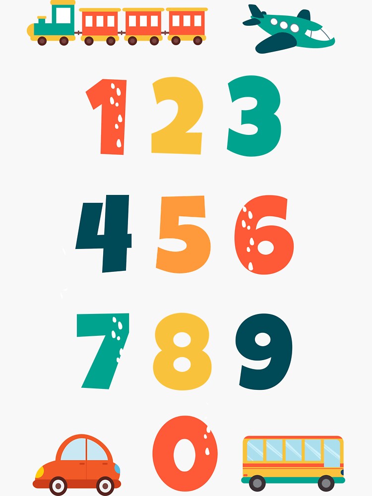 "Kids Colourful 1234 Numbers Chart" Sticker for Sale by DreaK | Redbubble