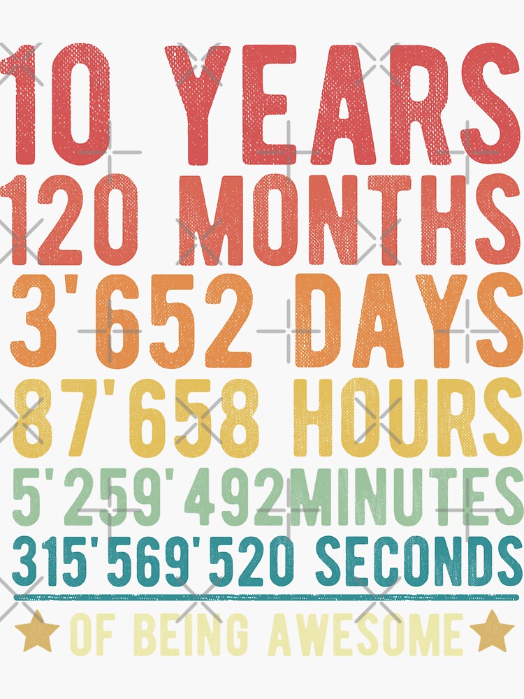 "Vintage 10 Years Of Being Awesome Funny 10th Birthday Gift for Boy ...