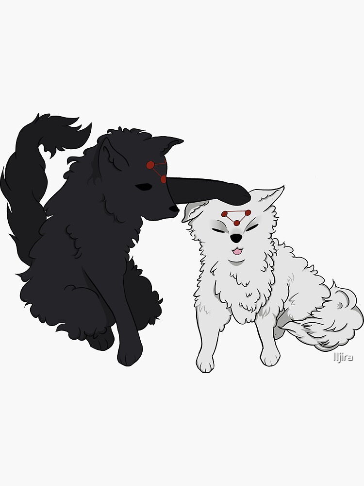 Pegatina «Jujutsu Kaisen Megumi's Wolves en blanco y negro» de Iljira ...