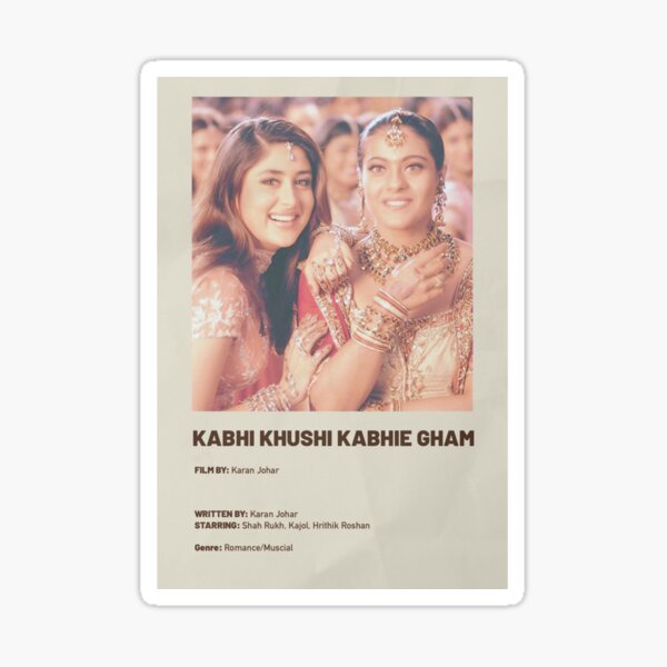 "Kabhi khushi Kabhi gham - minimalist movie poster " Sticker for Sale ...