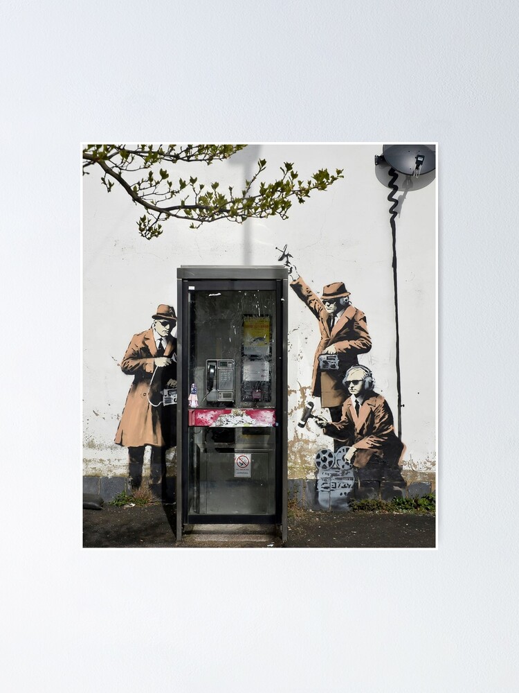 "Banksy Cheltenham Telephone Box Spies" Poster by OOMPHDESIGNPRIN ...