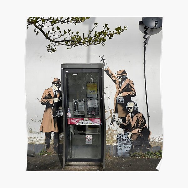 "Banksy Cheltenham Telephone Box Spies" Poster by OOMPHDESIGNPRIN ...