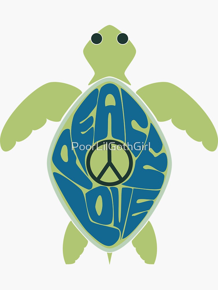 "Peace Love Sea Turtles" Sticker for Sale by PoorLilGothGirl | Redbubble