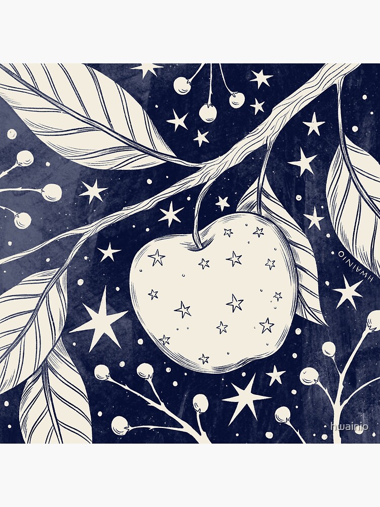 "The Night Apple" Sticker for Sale by hwainio | Redbubble