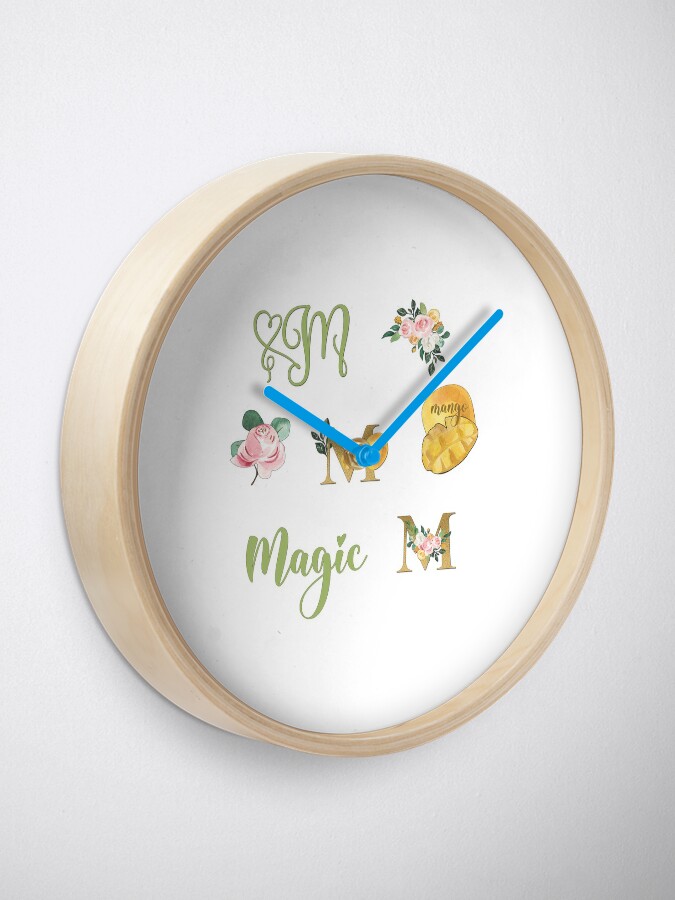 Reloj «Letra M con flores y mango | Composición de acuarela de la letra ...