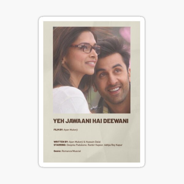 "yeh jawaani hai deewani - minimalist movie poster " Sticker by ...