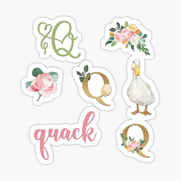 "Letter Q with Flowers and duck | Watercolor Composition of Letter Q ...