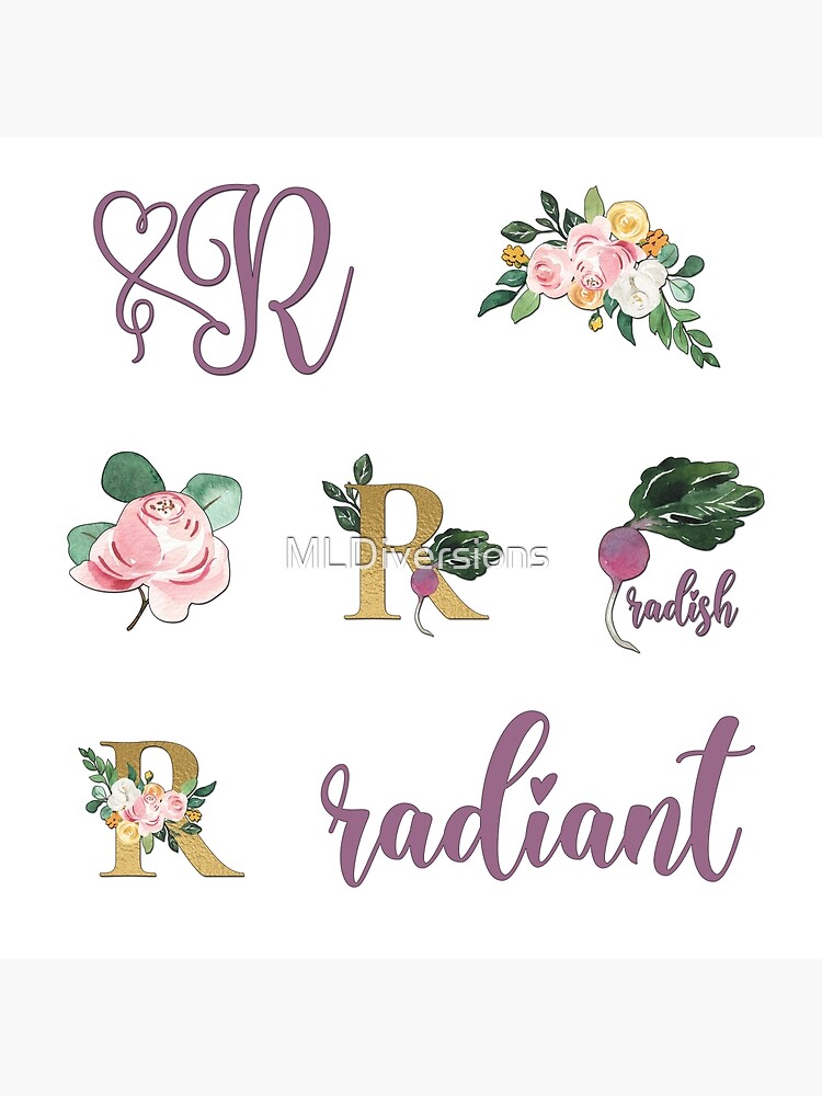 "Letter R with Flowers and radish | Watercolor Composition of Letter R ...