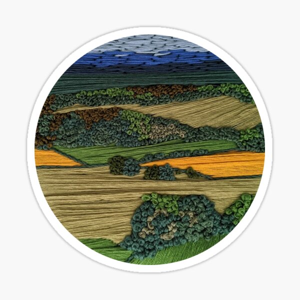 "Embroidered English Countryside Landscape" Sticker for Sale by ...