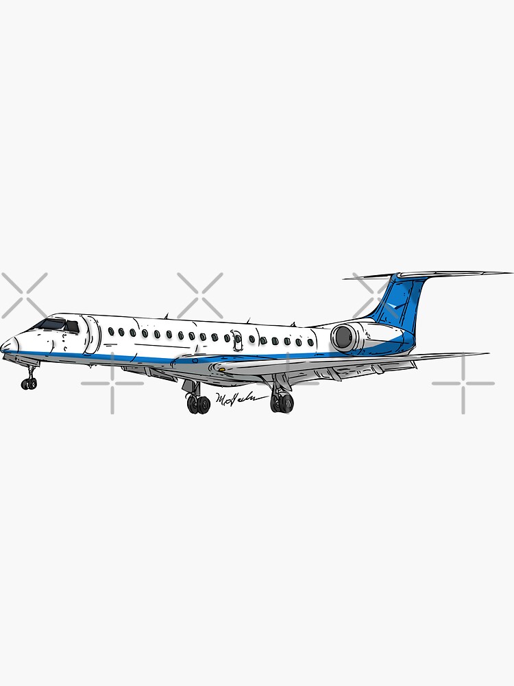 "Embraer ERJ 145 Jet" Sticker for Sale by Statepallets | Redbubble