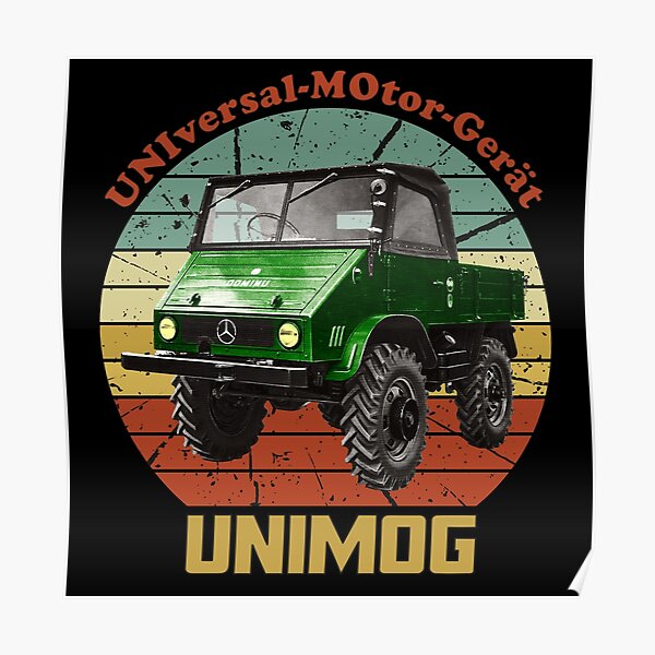 Poster « Ancien Unimog Retro (sur noir) », par Groenendijk | Redbubble