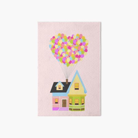 "Up house with heart shaped balloons" Art Board Print for Sale by ...