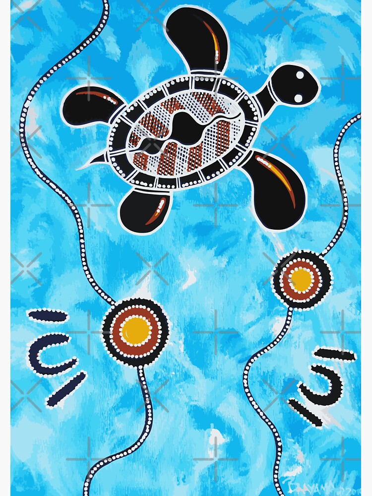 "Authentic Aboriginal Art - Turtle" Sticker by HogarthArts | Redbubble