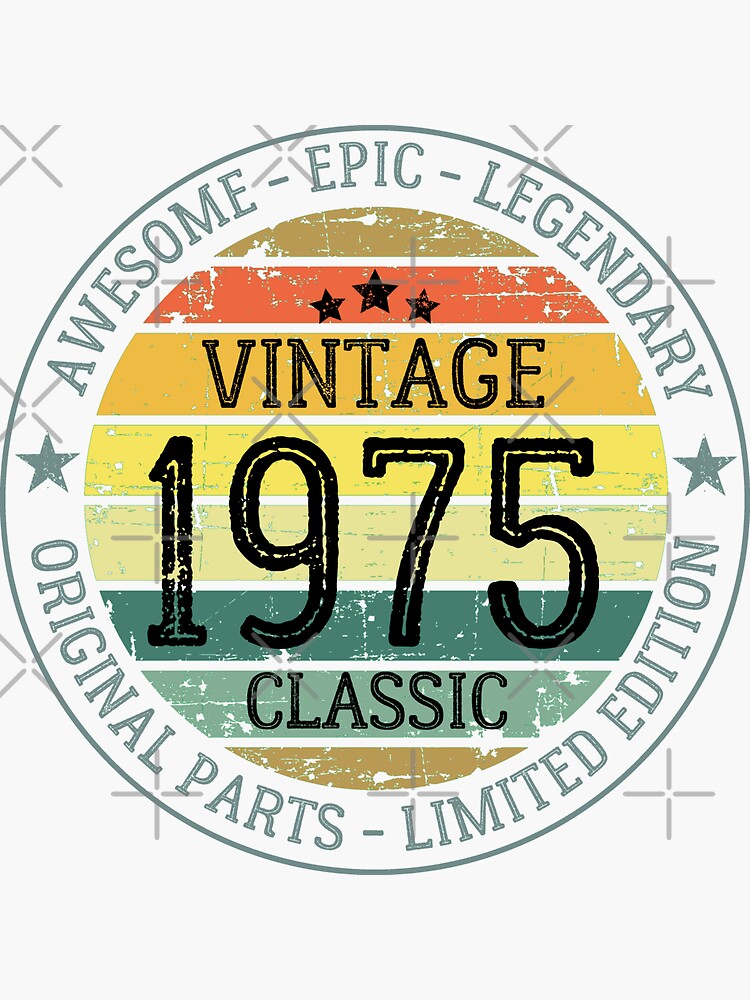 "Vintage 1975 Classic - Retro Sunset" Sticker for Sale by brynscully ...
