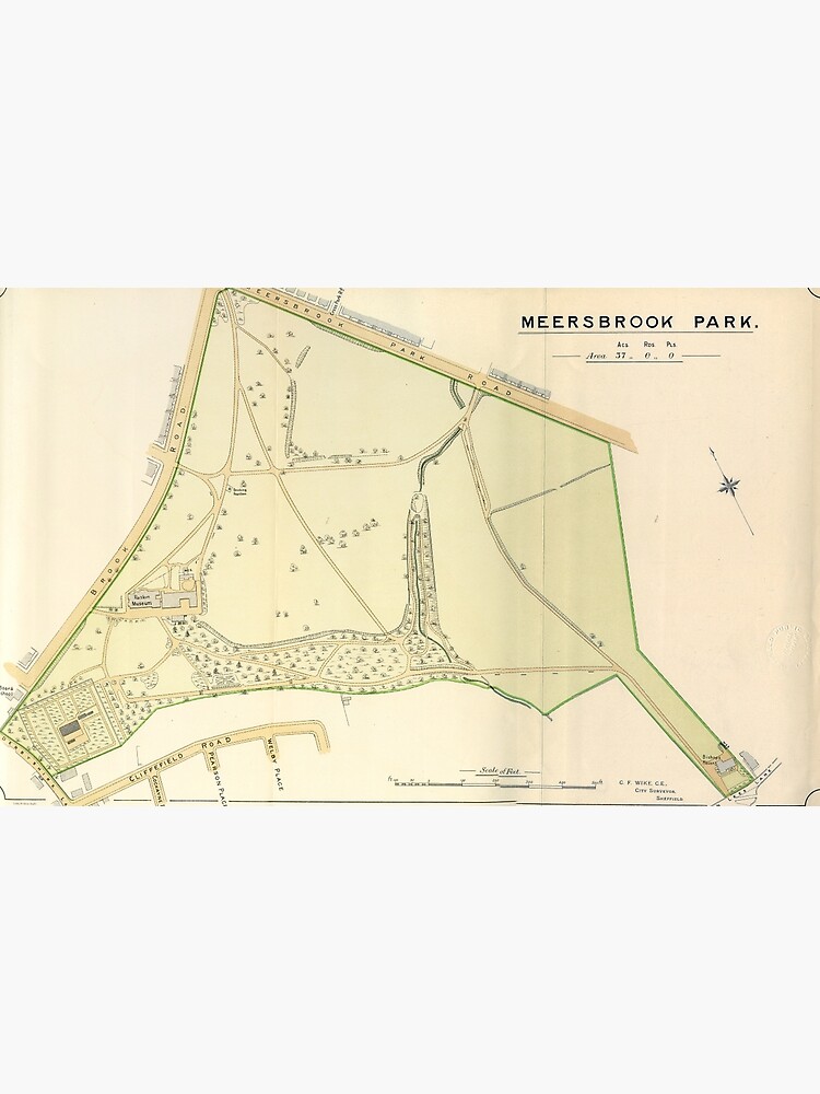 "Map of Meersbrook Park, Sheffield, 1897" Art Print by sheffarchives ...