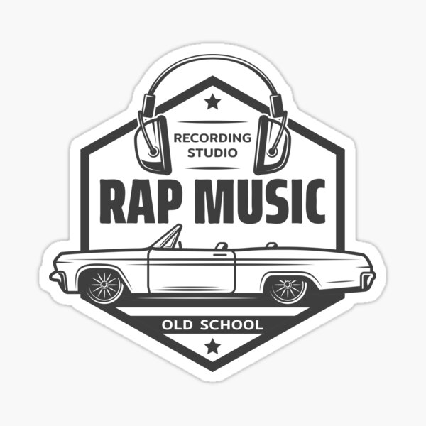 "vintage monochrome rap music labels set with rapper microphones ...
