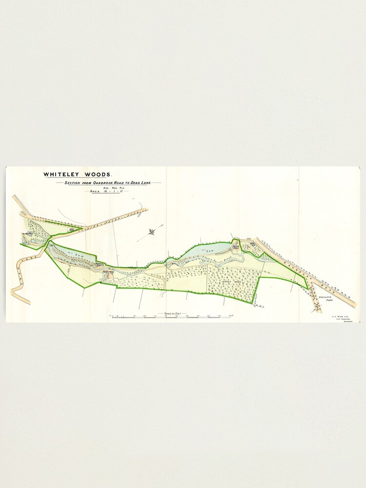 "Map of Whiteley Wood, Sheffield, Yorkshire, 1897" Photographic Print ...