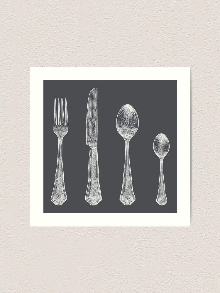 "Silverware drawing" Art Print for Sale by StefanAlfonso | Redbubble