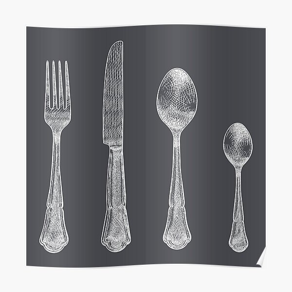 "Silverware drawing" Poster for Sale by StefanAlfonso | Redbubble