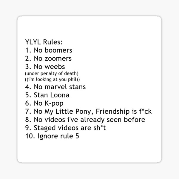 "YLYL Rules" Sticker for Sale by ipaintsofas | Redbubble