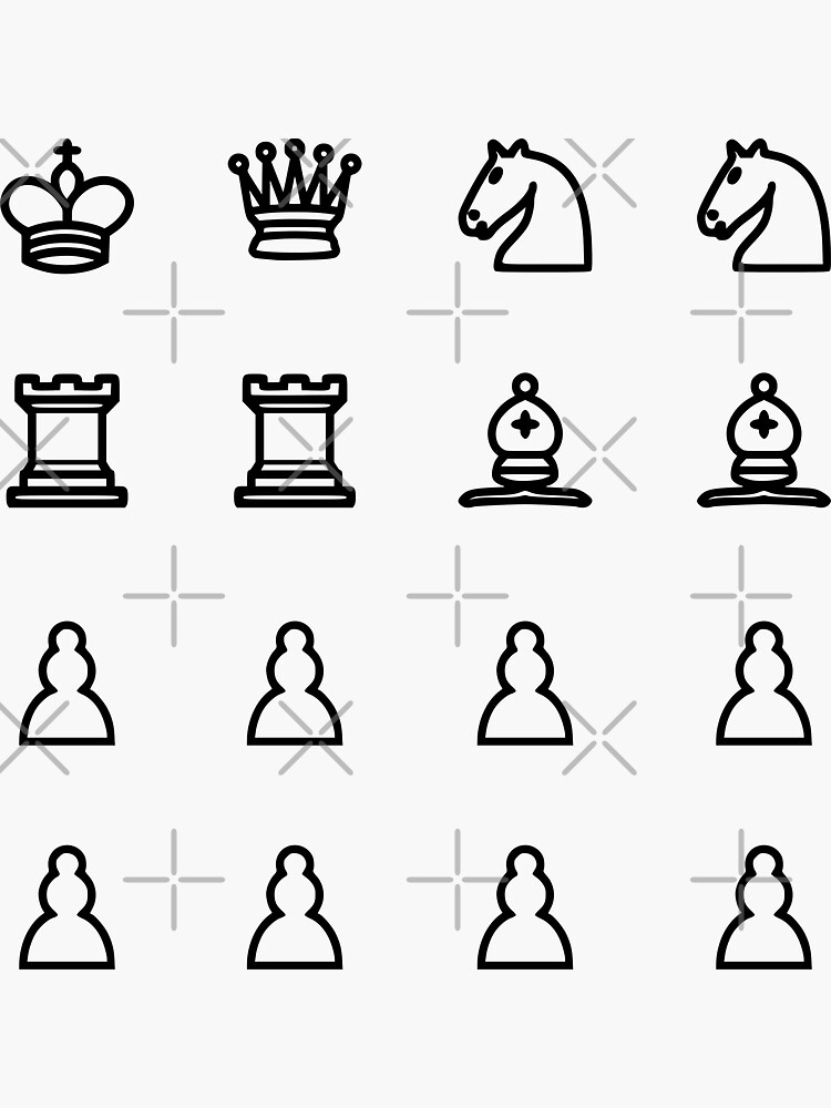 "Complete Chess Set 1 - Chess Pieces Outline" Sticker for Sale by ...