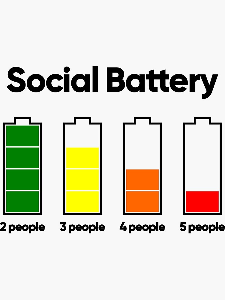 "Social Battery (white)" Sticker by Bojkiw | Redbubble