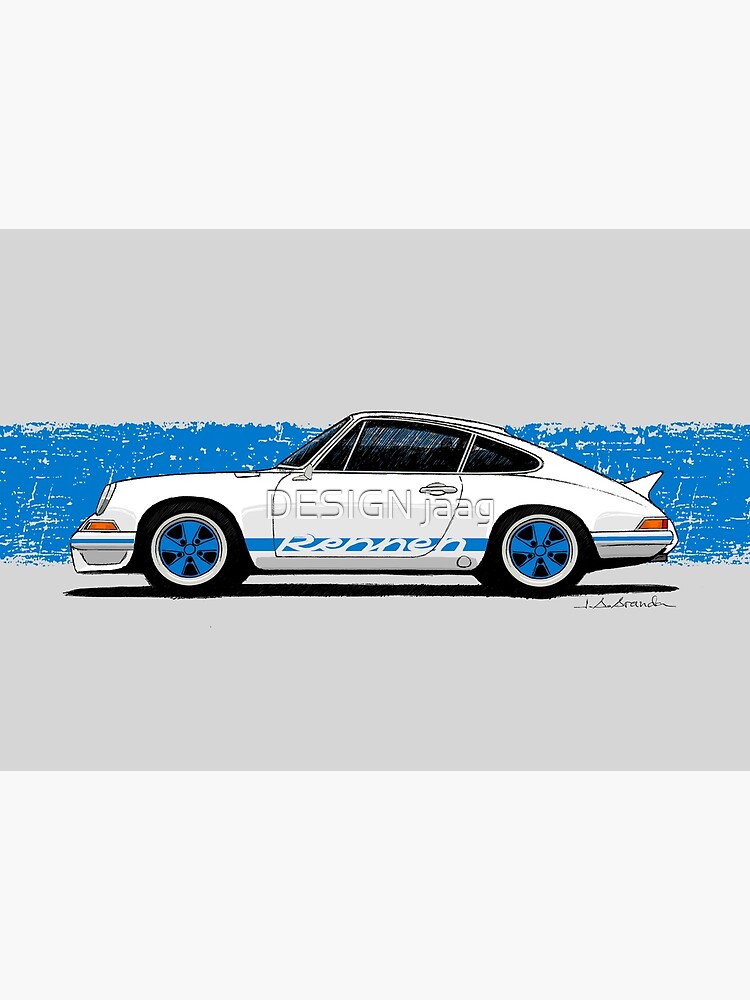 "My drawing of the iconic German sports car decorated in blue ...