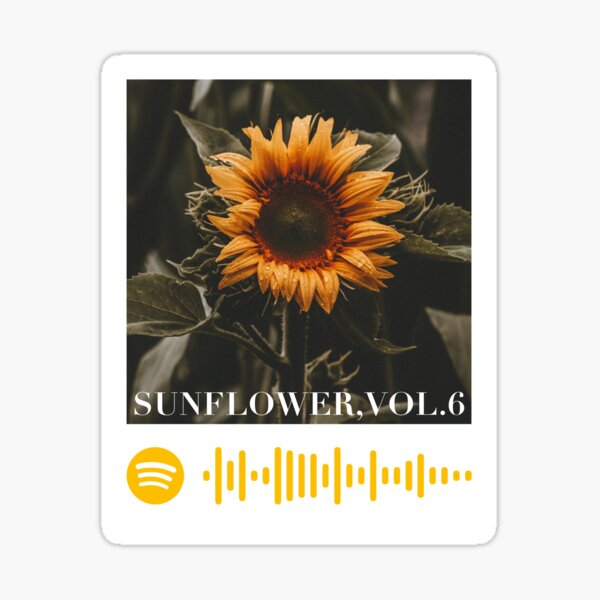"Sunflower, vol.6 spotify code!" Sticker for Sale by melissavdt | Redbubble