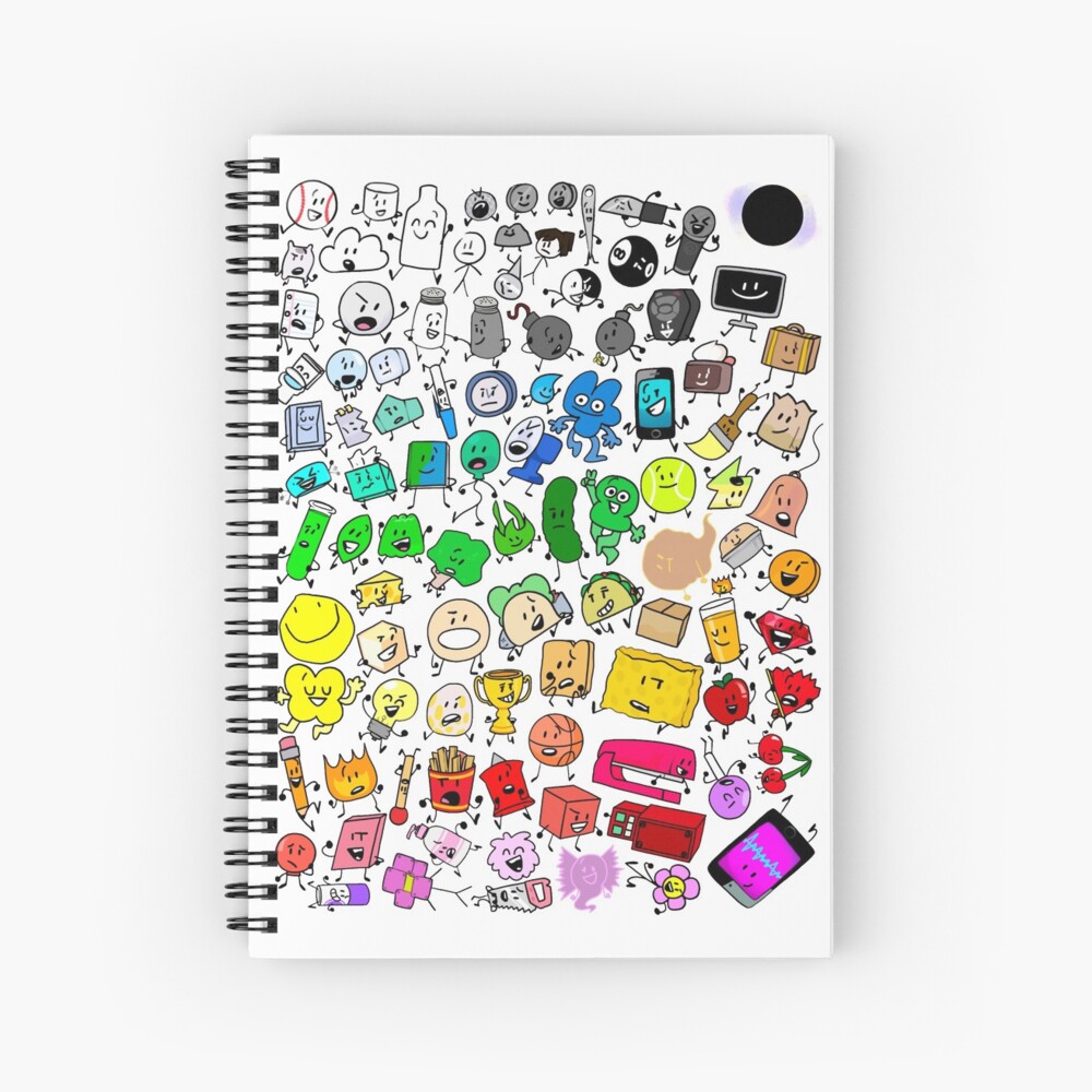 "BFDI Inanimate Insanity All Characters (Transparent)" Spiral Notebook ...