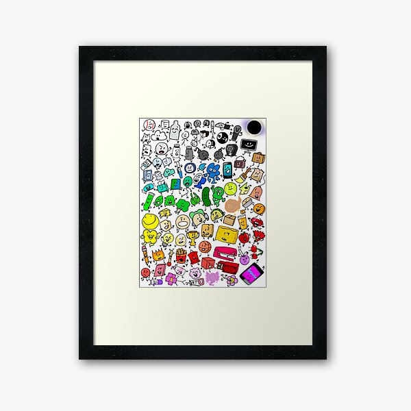"BFDI Inanimate Insanity All Characters (Transparent)" Framed Art Print ...