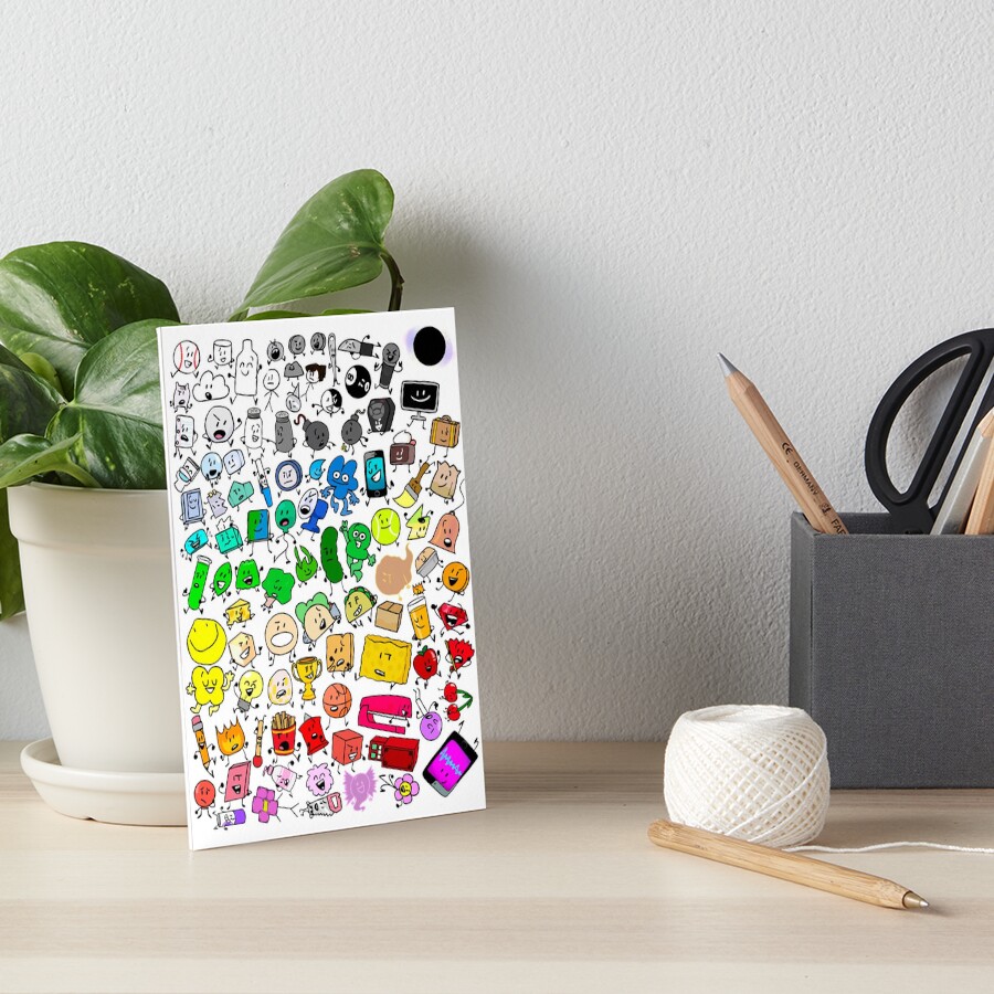 "BFDI Inanimate Insanity All Characters (Transparent)" Art Board Print ...