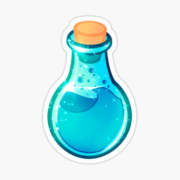 "Blue Sparkle Potion Vial - Kawaii Bright Aqua Magic Spells Round Vial ...