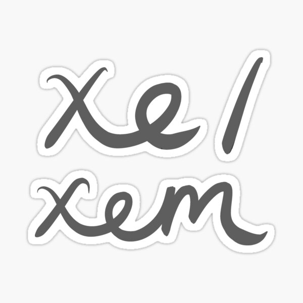 "Xe/Xem (Cursive)" Sticker for Sale by amhooper | Redbubble