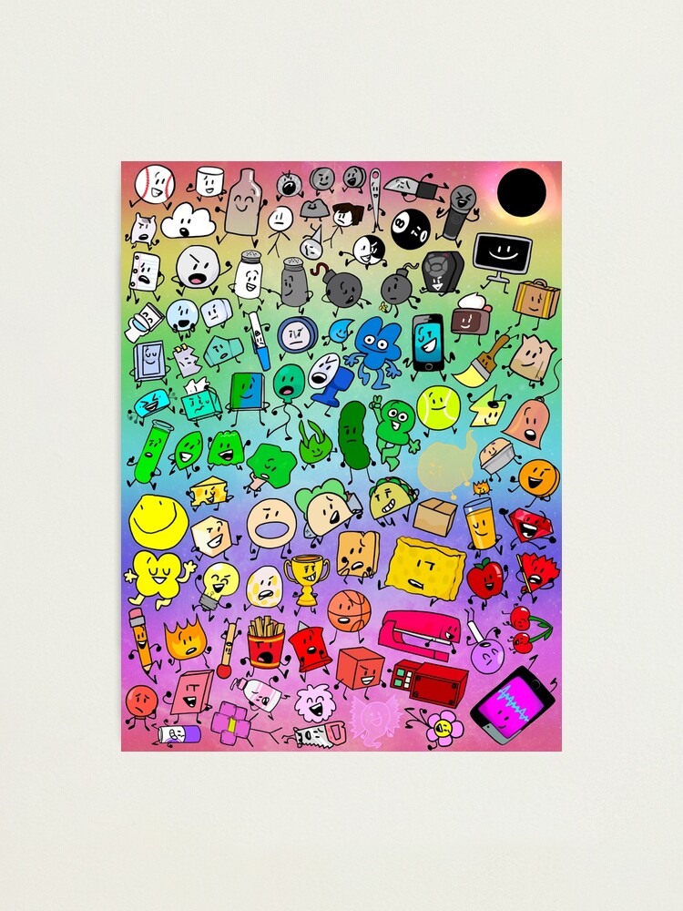 "BFDI Inanimate Insanity All Characters (Rainbow)" Photographic Print ...