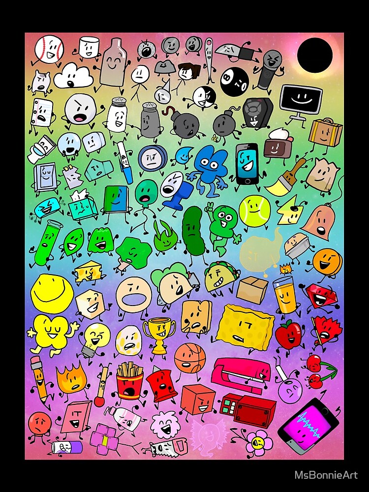 "BFDI Inanimate Insanity All Characters (Rainbow)" Drawstring Bag for ...