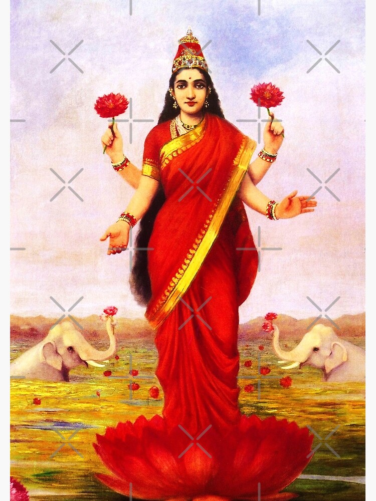 Lakshmi Kamala Devi Lotus Hindu Goddess Premium Matte Vertical Poster