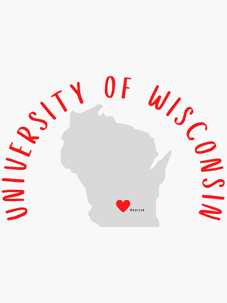 "University of Wisconsin Heart Madison Print" Sticker for Sale by ...