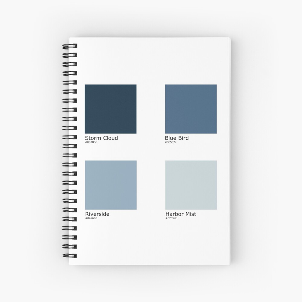 "Blue aesthetic color palette color swatch " Spiral Notebook for Sale ...