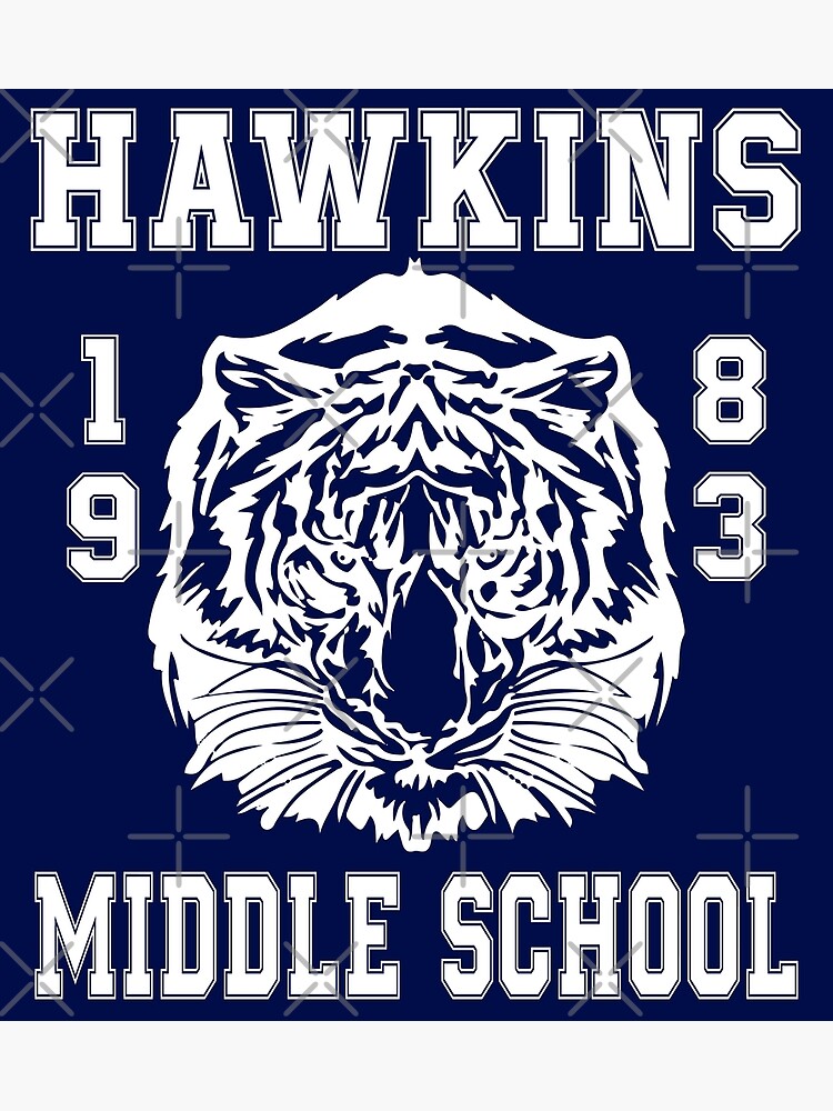 "Hawkins Middle School logo - White" Poster for Sale by DsigNation ...