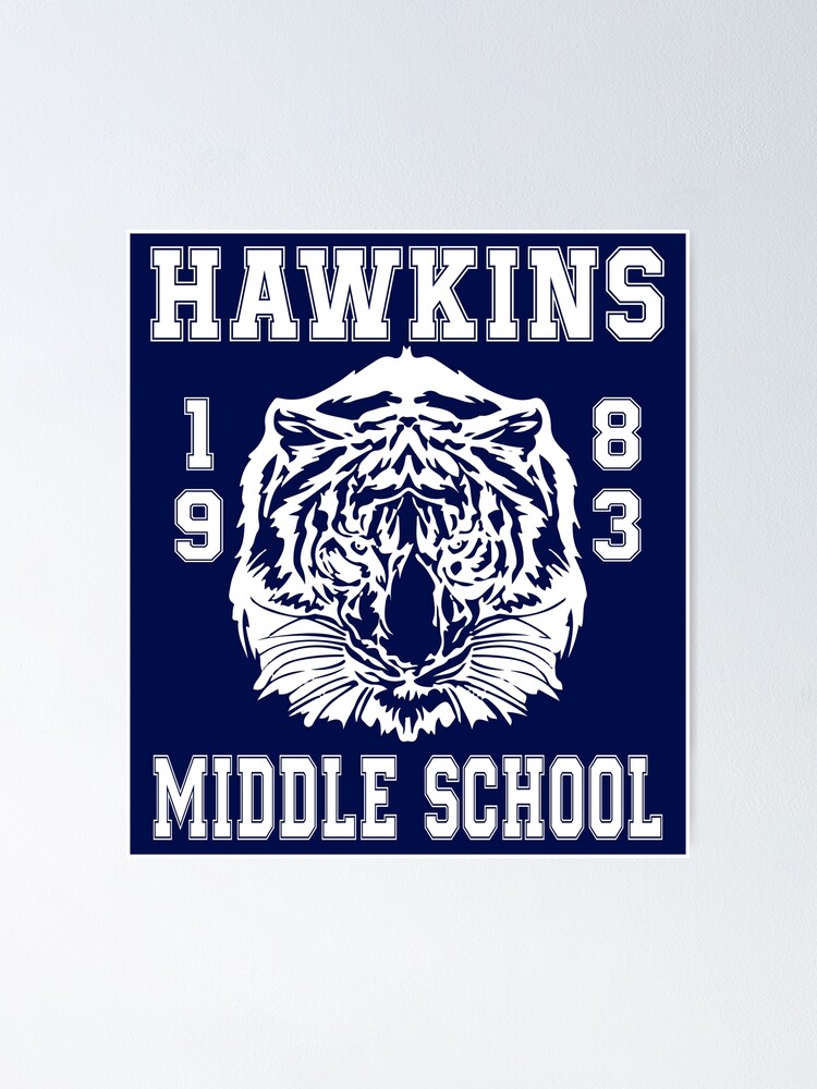"Hawkins Middle School logo - White" Poster for Sale by DsigNation ...